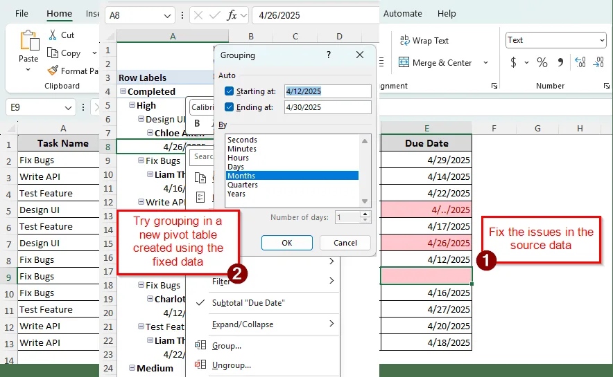 How to Fix Dates Grouping Issues in Excel Pivot Table | Excel Insider
